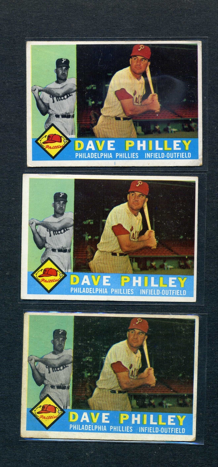 REDUCED PRICE! 1960 TOPPS #52 DAVE PHILLEY 3 DIFF INSET PHOTO ERROR ...