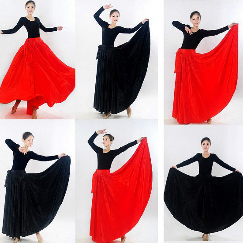 Lady Latin Salsa Flamenco Wrap Skirt Ballroom Dance Modern Tango Waltz ...
