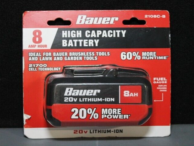 Bauer 20V 8 Ah High-Capacity Lithium-Ion Battery - 2108C-B for sale ...