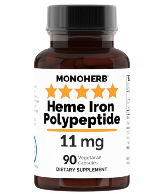 Heme Iron Polypeptide 11mg 90 Vegetarian Caps High Absorption Iron ...