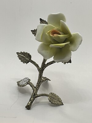 Vintage Italian Porcellane Capodimonte Rose 4" Tall Heavy Rose Blossom ...