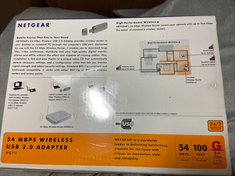 NETGEAR G 54 MBPS WIRELESS-G USB 2.0 ADAPTER WG111 BRAND NEW Sealed | eBay