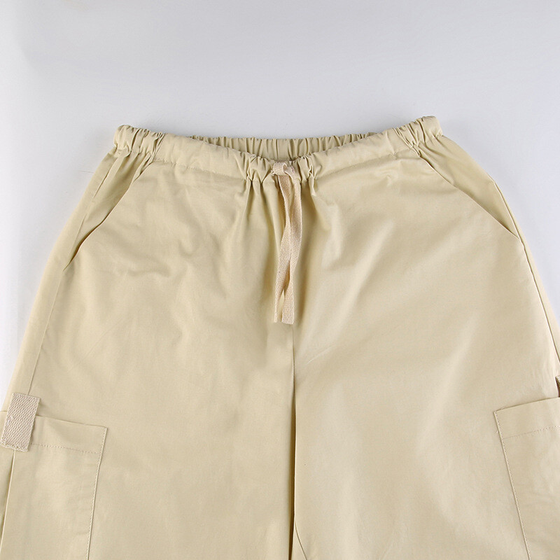 Lady Cargo Pants Trousers Drawstring Elastic Waist Hiking Harajuku ...