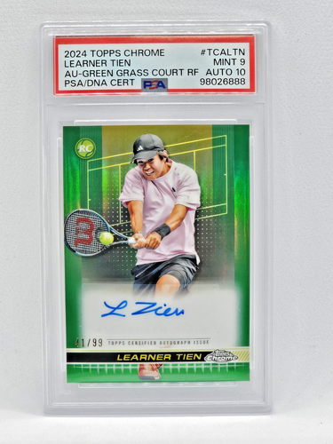 Learner Tien 2024 Topps Chrome Tennis Rookie Green Auto /99 RC PSA 9/10 ...