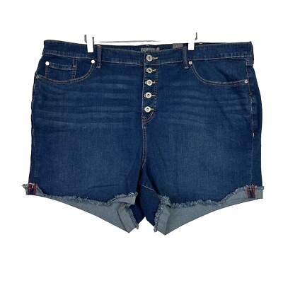 torrid button fly cuffed denim jean shorts size 26 new blue | eBay