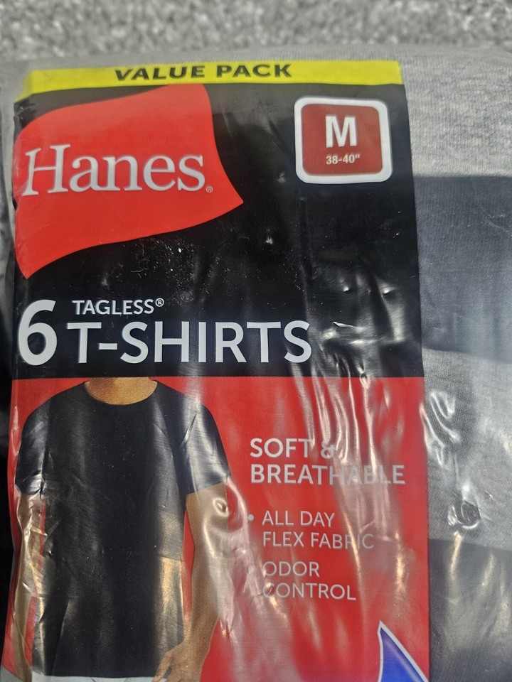 Men's Crew Neck T Shirts M 38-40 Hanes 6 Pack Wicking Cool Tag-less | eBay