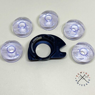 SINGER Sewing Machine APOLLO BOBBIN CASE + 5 SINGER BOBBINS - High ...