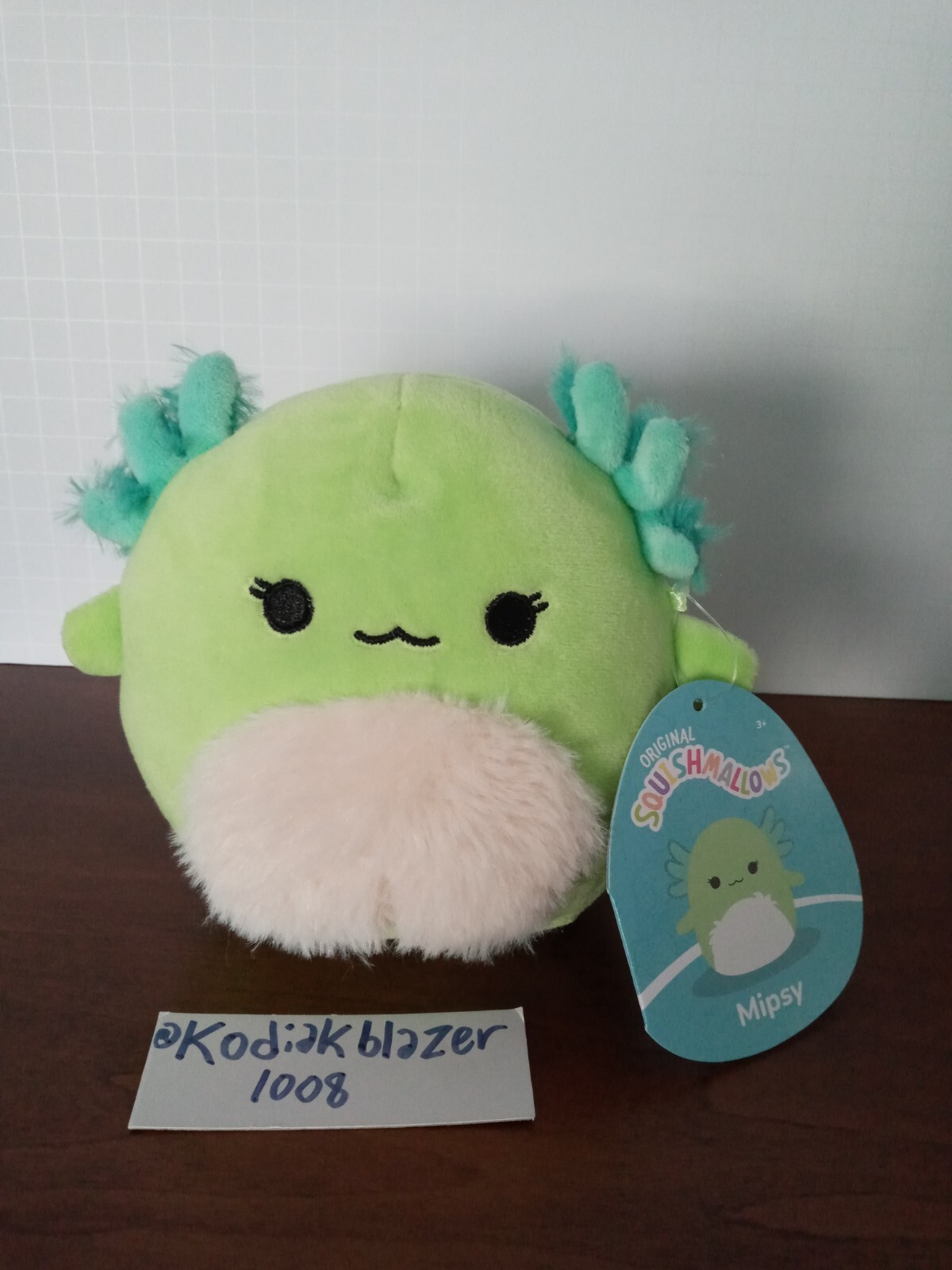NWT 5" Mipsy the Green Axolotl Fuzzy Belly Squishmallow Plush Mallow ...
