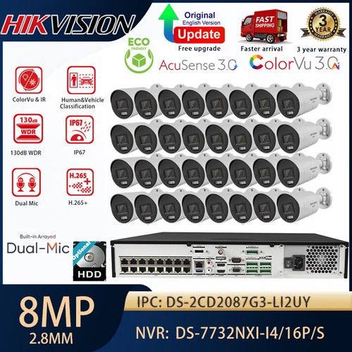 Hik 32CH POE CCTV System Kit 4K 8MP ColorVu 3.0 AcuSense 3.0 IP Camera ...