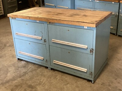 4 Drawer Stanley Vidmar Blue with 60 x 30" Wood Table Top | eBay