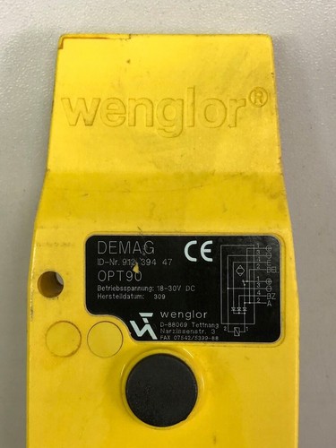 OPTICAL PROXIMITY SENSOR Wenglor OPT90 Demag 912 394 47 / #8 D1KR 7905 ...