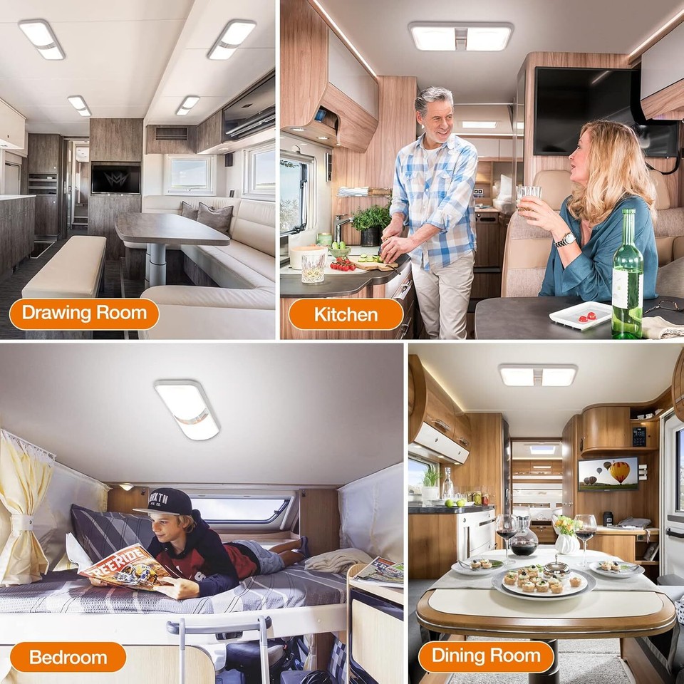 12V LED RV Ceiling Dome Light RV Interior Lighting for Trailer Camper ...