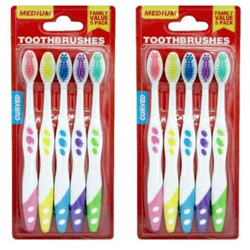 10PCS Extra Clean Curved Toothbrush Medium End Rounded Bristles Oral ...