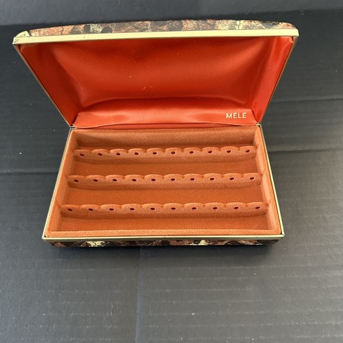 MELE Vintage 1960s Marbled Hard Clam Shell Jewelry Box - Metal Orange ...