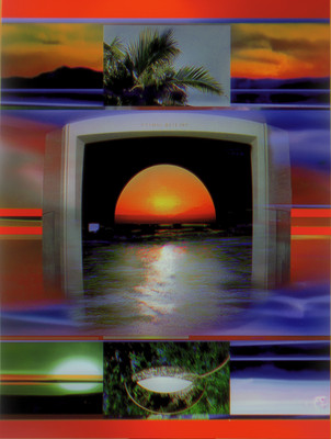 Vaporwave Sunset Ocean TV Screen Collage Poster 18x24in | eBay