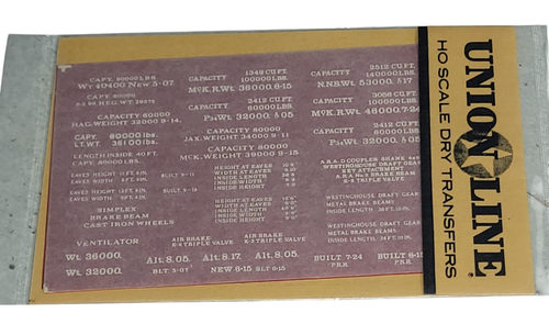 Union Line Dry Transfers (White Lettering) Data Freight Cars - HO Scale ...