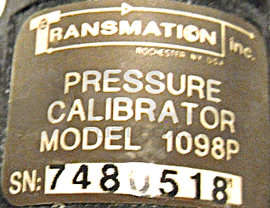 TRANSMATION 1098P PRESSURE CALIBRATOR | eBay