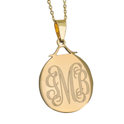 Personalized Monogram Disc Necklace Circle Monogram Necklace Engrave | eBay