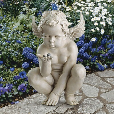 Cherub Statue Garden Angel Sculpture ~ Outdoor Realistic Lifelike Yard ...