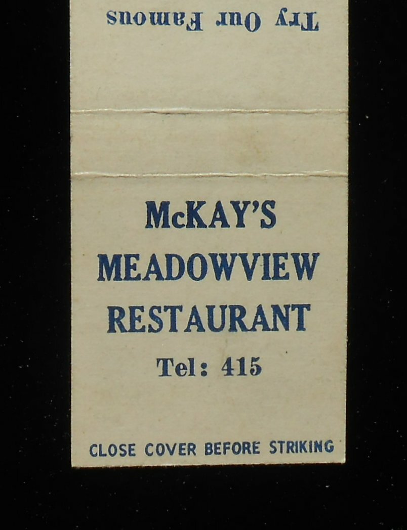 1940s McKay's Meadowview Restaurant Fish Fried Clams Tel. 415 Adams MA ...
