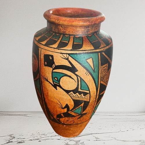 Mexican Clay Pottery Vase Southwest Animal Folk Art Painted Lizard ...
