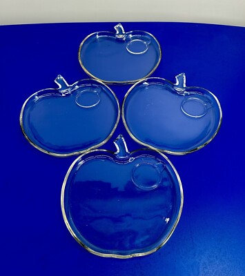 Vintage Clear Glass Apple-Shaped Snack Luncheon Plates Set Of 4 | eBay