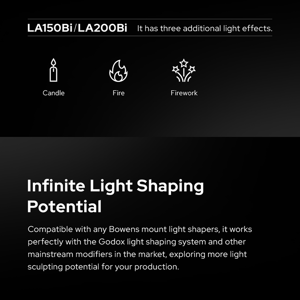 GODOX Litemons LA200Bi 230W Bi-Color LED Video Light 2800K-6500K Bowens ...