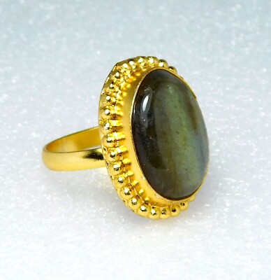 Labradorite Rings Gold Plated Handmade Glitter Rare Gemstone Jewelry ...