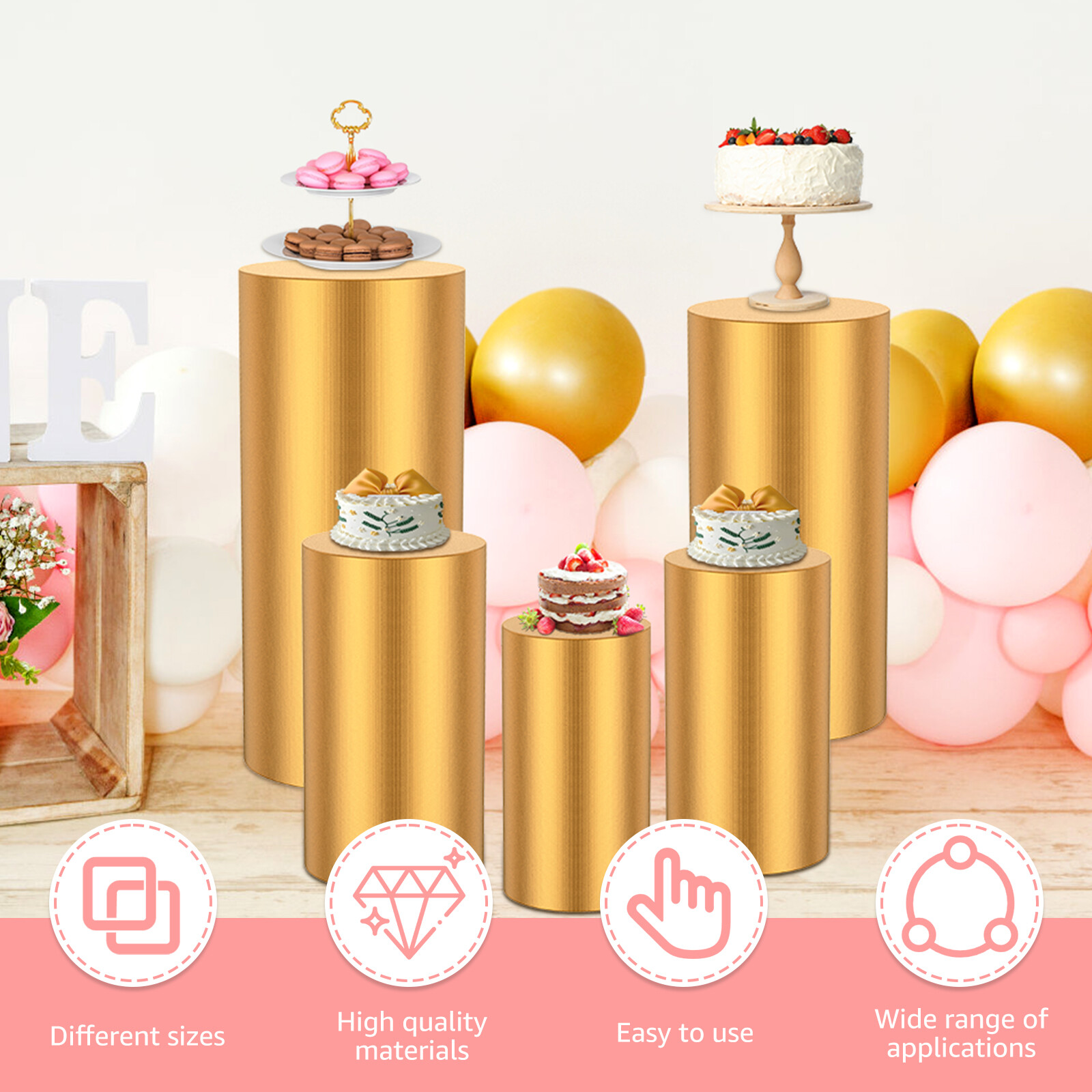 5/3Pcs Cylinder Pedestal Stand Covers Elastic Polyester Cylinder Plinth ...