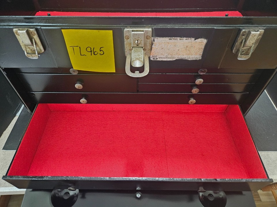 VINTAGE UNION 7 DRAWER STEEL MACHINIST/MECHANIC CHEST NO KEY (TL965) | eBay