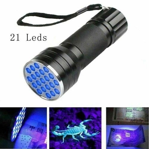 Light Fluorescence Black Light UV Flashlight 21Lamp Beads Flashlight ...