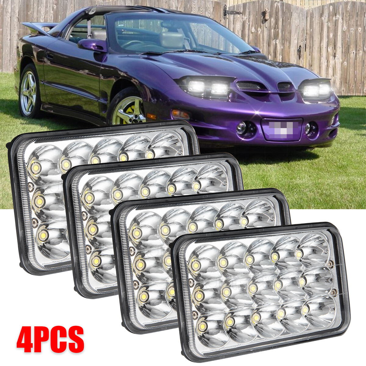 For Pontiac Trans Am 1998-2002 4PCS 4X6''inch LED Headlights Hi/Lo Beam ...