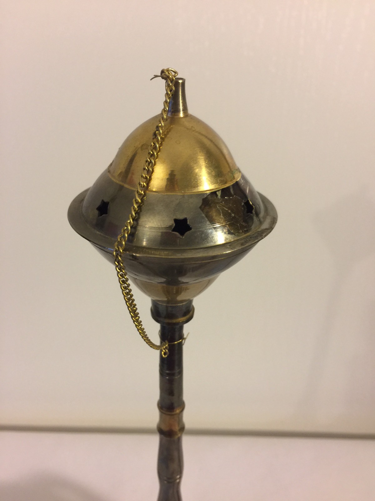 Antique Persian Middle Eastern Smoking Hookah Brass Cup And Chain Pipe ...