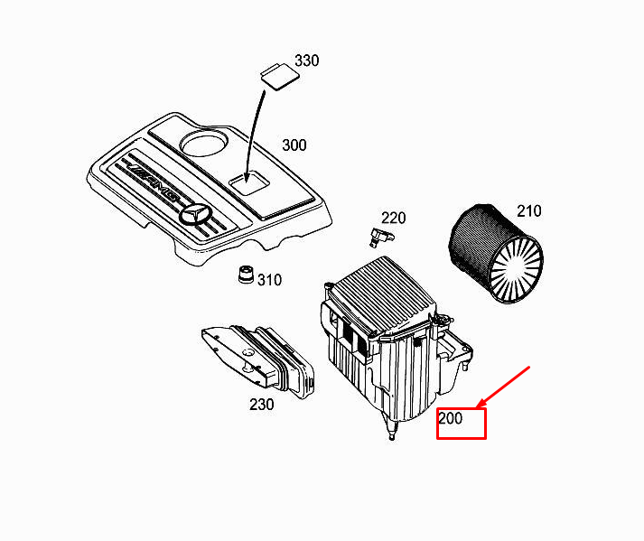 Mercedes-Benz A W176 2017 Petrol air filter box A1330900101 LIQ12660 ...