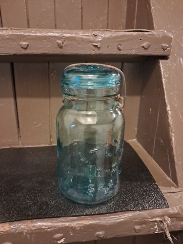 Very Early 1900s Blue Bail Wire ATLAS E-Z SEAL MASON JAR With Lid💯👍💢 | eBay