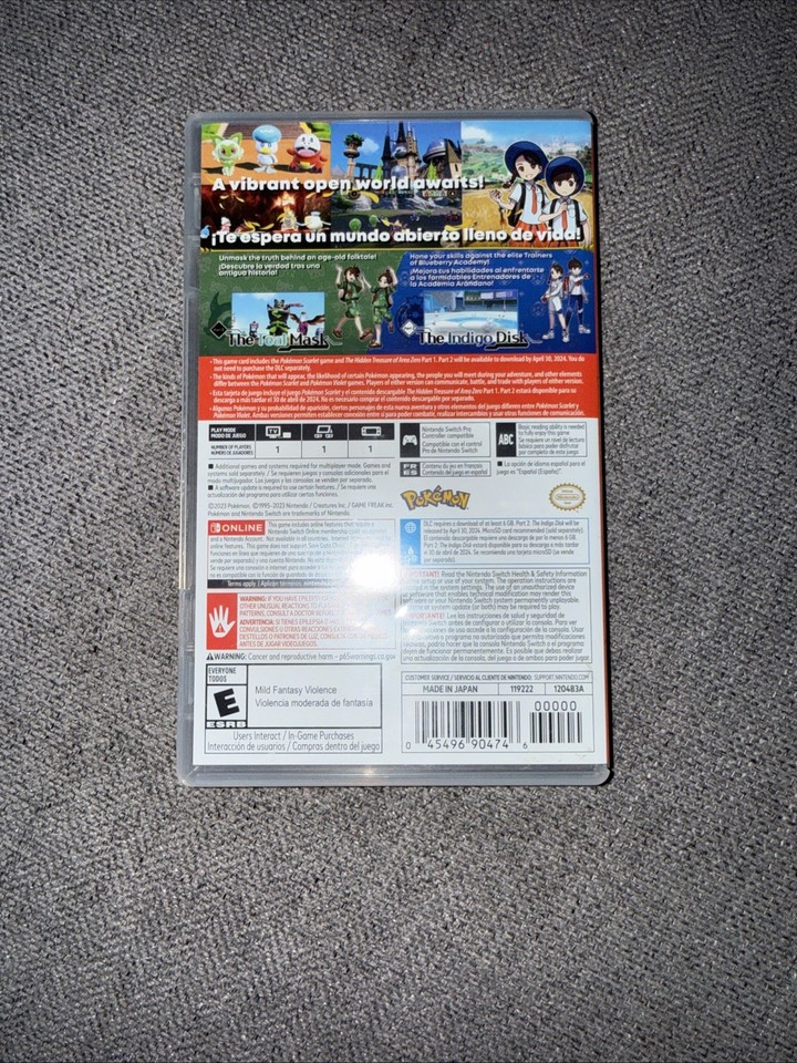 Pokemon Scarlet and The Hidden Treasure of Area Zero - Switch CASE ONLY ...