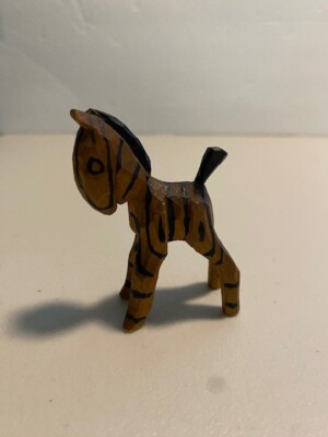 Small Wooden Hand-Carved Zebra Figurine | eBay