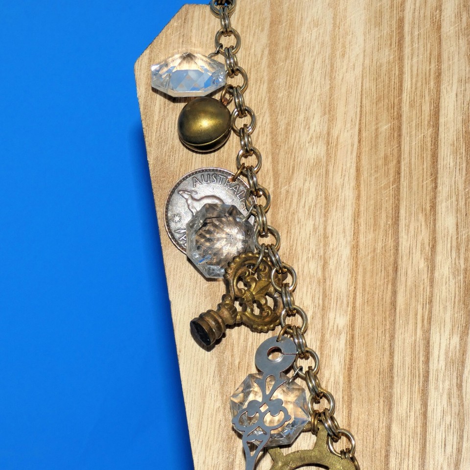 Vintage Keys & Trinkets Loaded Charm Necklace Kitschy Baubles Artisan ...