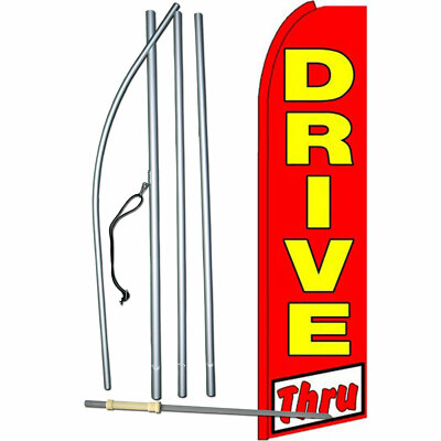 Drive Thru Flag Flutter Feather Banner Swooper Extra Wide Bundle Kit | eBay