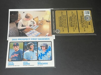 Kyle Manzardo Rays Auto Signed 2022 Topps Heritage 1B Prospect Beckett ...