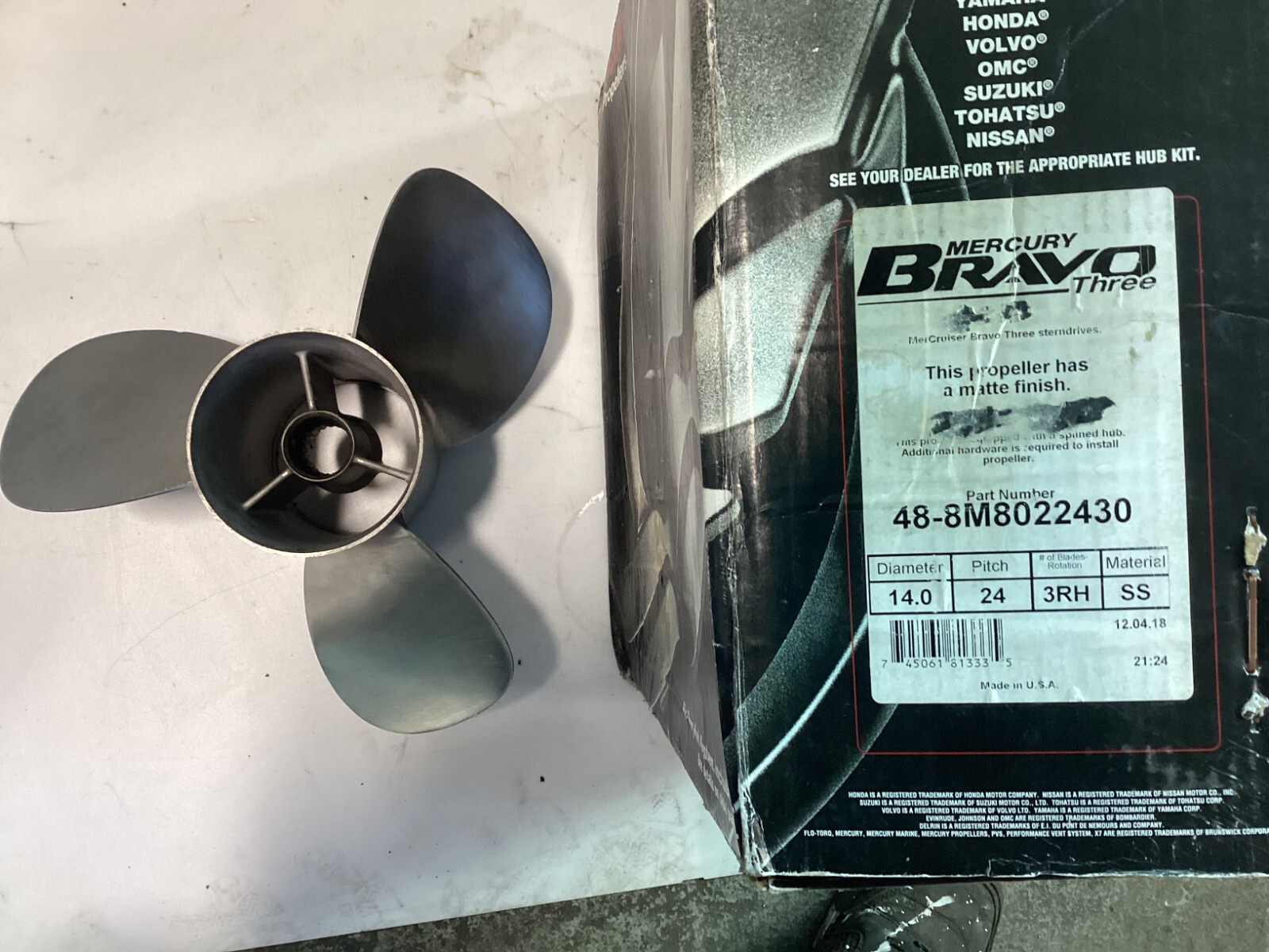 Mercury MerCruiser Bravo Three (14" x 24") RH Propeller, 8M8022430 48 ...