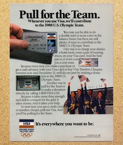 Visa Credit Card Olympic Team 1988 Games - Magazine Print Ads Ephemera ...