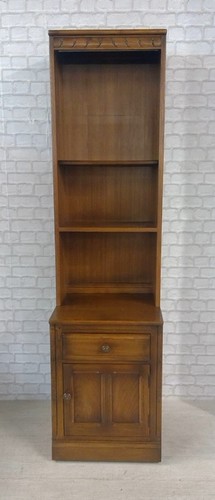 ERCOL Mural Elm Tall Narrow Bookcase Cabinet Shelving Unit- CS S80 ...
