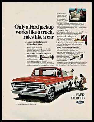 1971 FORD Ranger XLT Red and White Pickup Truck Vintage Photo AD | eBay