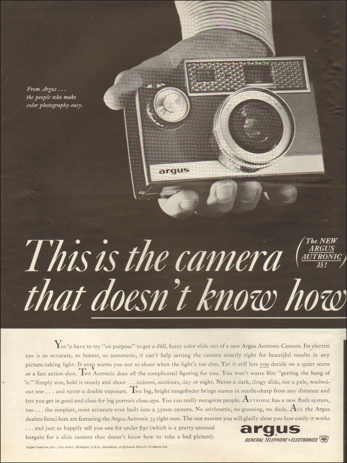1961 Vintage ad for The New Argus Autronic 35 retro camera photo 082919 ...