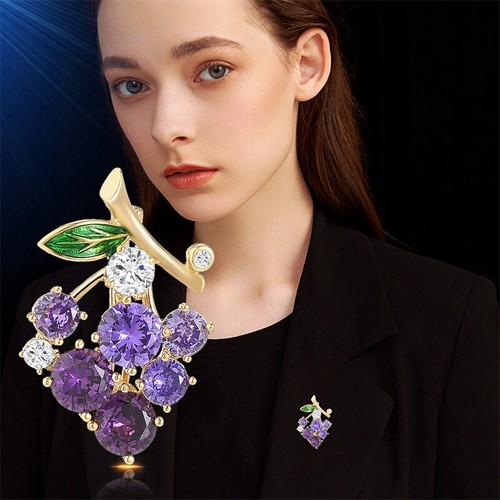 Fashion Purple Green Crystal Grape Brooch Women Clothing Coat Jewelry ...