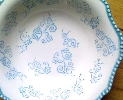 Temp-tations Floral Lace Summer 7 1/2" shells turquoise blue Bowl 🔥 ...