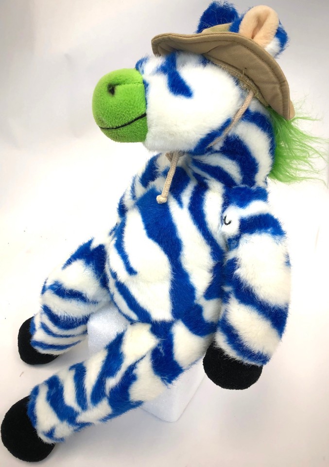 20" Zany Brainy Blue Africa Safari Wacky Stuffed Animal Adventure Zebra ...