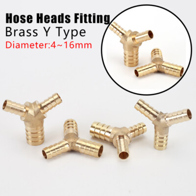 Brass Barb Y Type Reducer Fitting Fuel Hose Joiner Connector Pipe Water ...