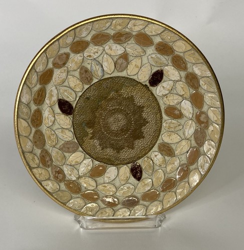 MCM Mosaic Tile Deep Dish Lynn Paulin Gold Gilt Back and Rim 8.5" | eBay
